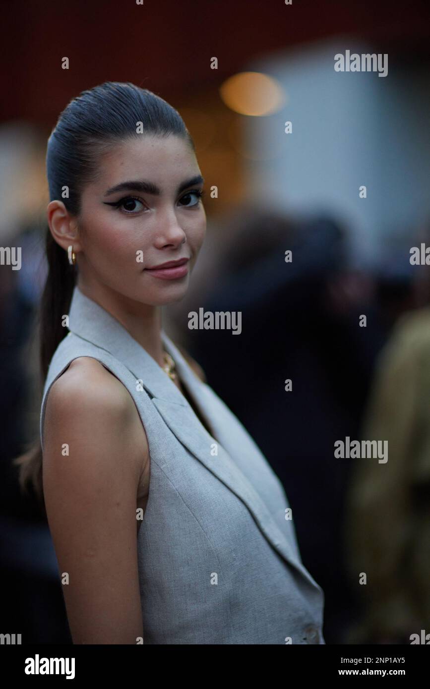 Cindy Mello outside Alberta Ferretti fashion show during the Milan ...