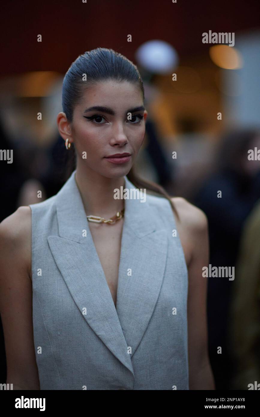 Cindy Mello outside Alberta Ferretti fashion show during the Milan ...