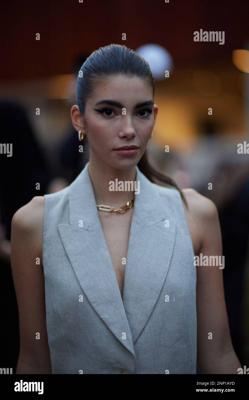 Cindy Mello outside Alberta Ferretti fashion show during the Milan ...