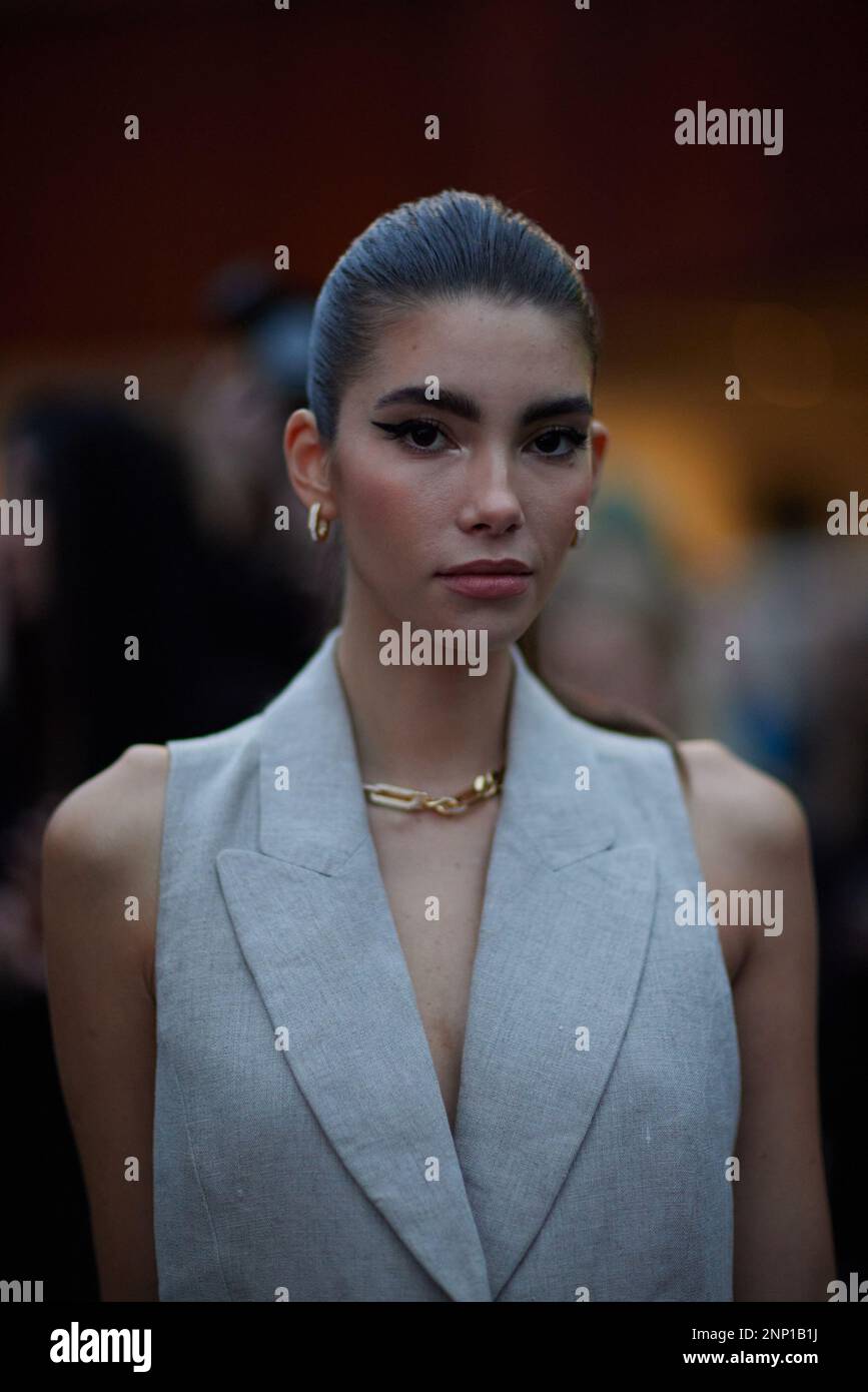 Cindy Mello outside Alberta Ferretti fashion show during the Milan ...