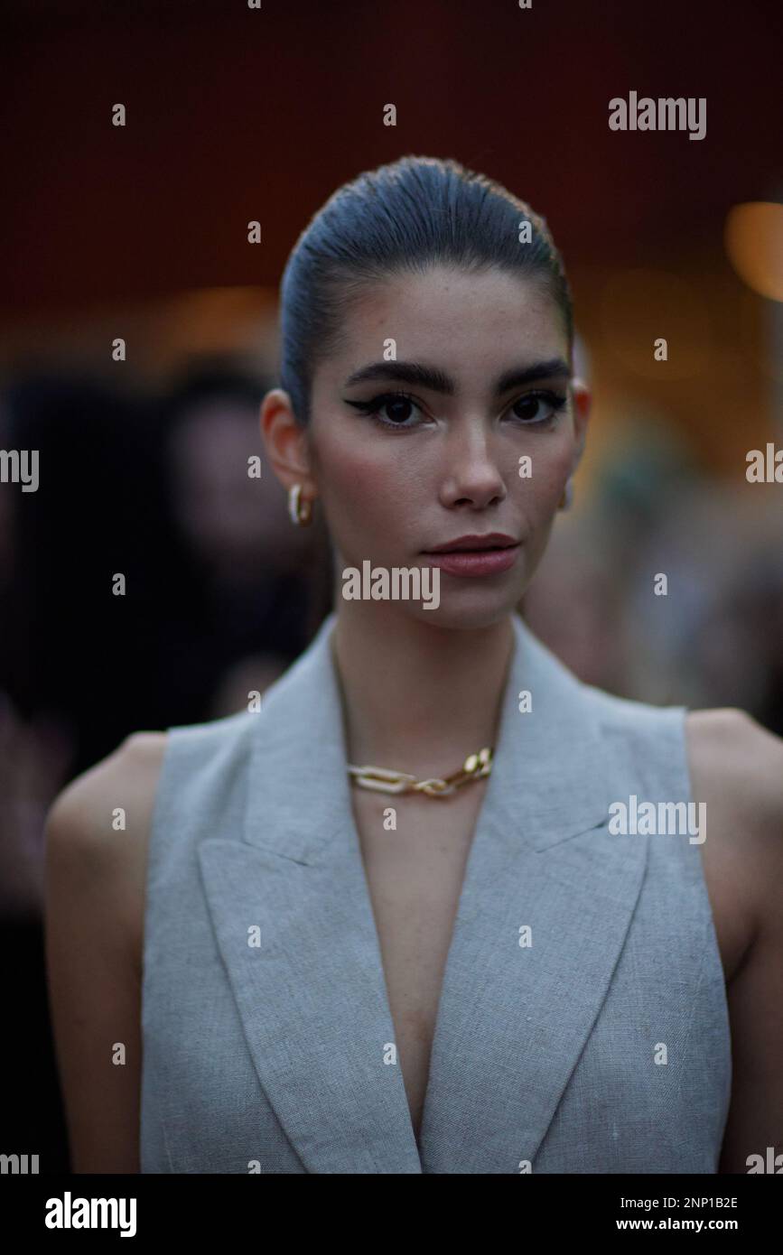 Cindy Mello outside Alberta Ferretti fashion show during the Milan ...