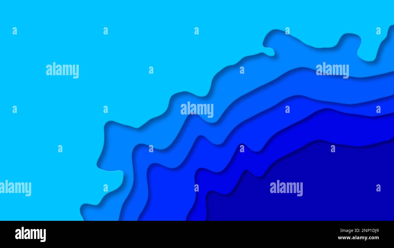 Multi layered background. Blue monochromatic color. Paper cut shapes ...