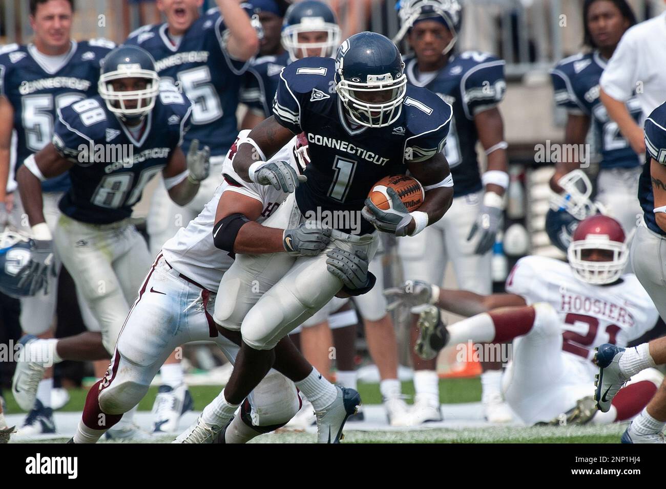 University of Connecticut Huskies receiver Keron Henry (1) during game ...