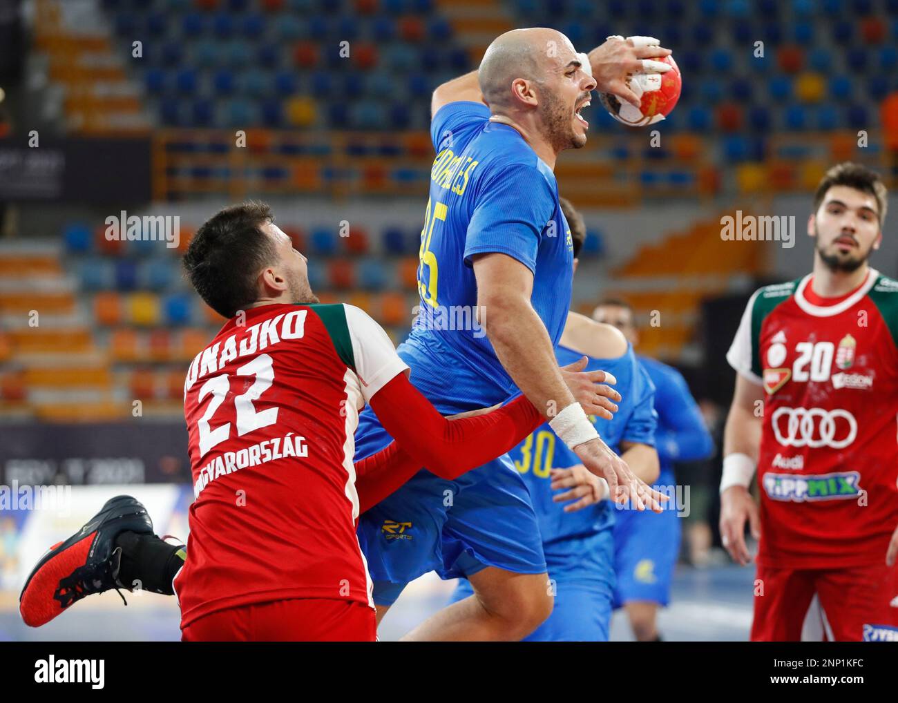 Brazil's Gustavo Rodrigues throws during the World Handball ...
