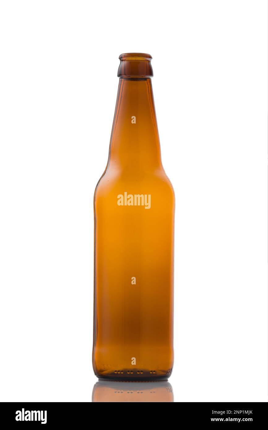 Empty beer bottle isolated on white Stock Photo - Alamy