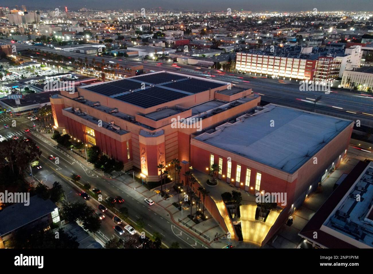 An aerial view of the Galen Center, Saturday, Jan. 16, 2021, in Los ...