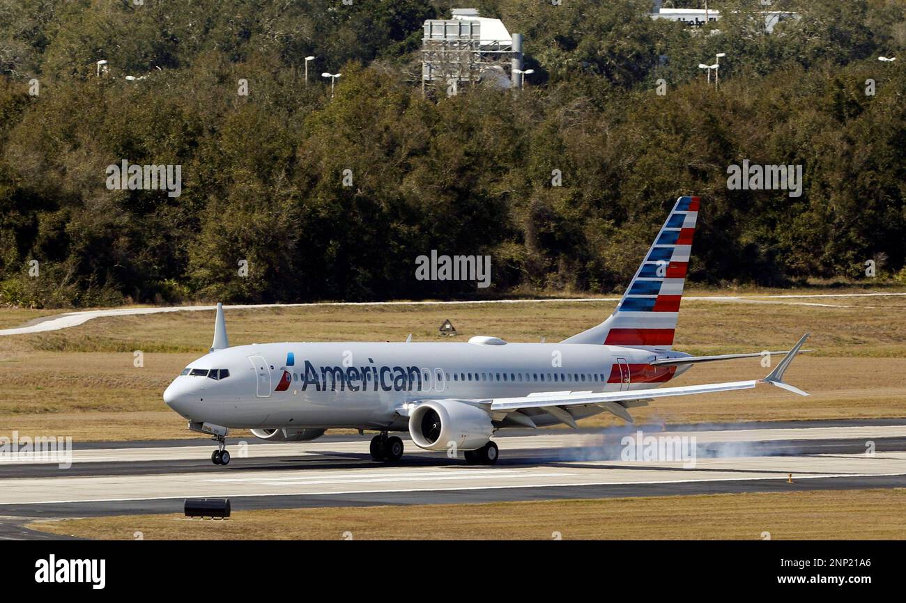 A Boeing 737 Max lands at Tampa International Airport, Tuesday, Jan. 19 ...