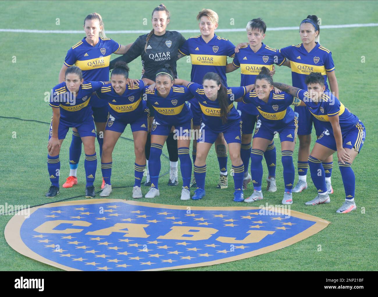 Boca Junior's players posse for a team picture before Argentina's ...