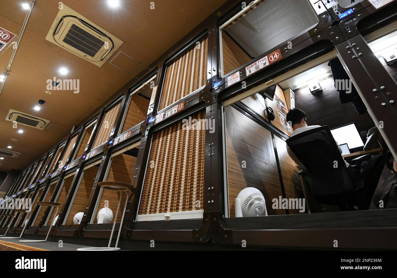 There are working spaces which are renovated from capsule hotel (budget ...
