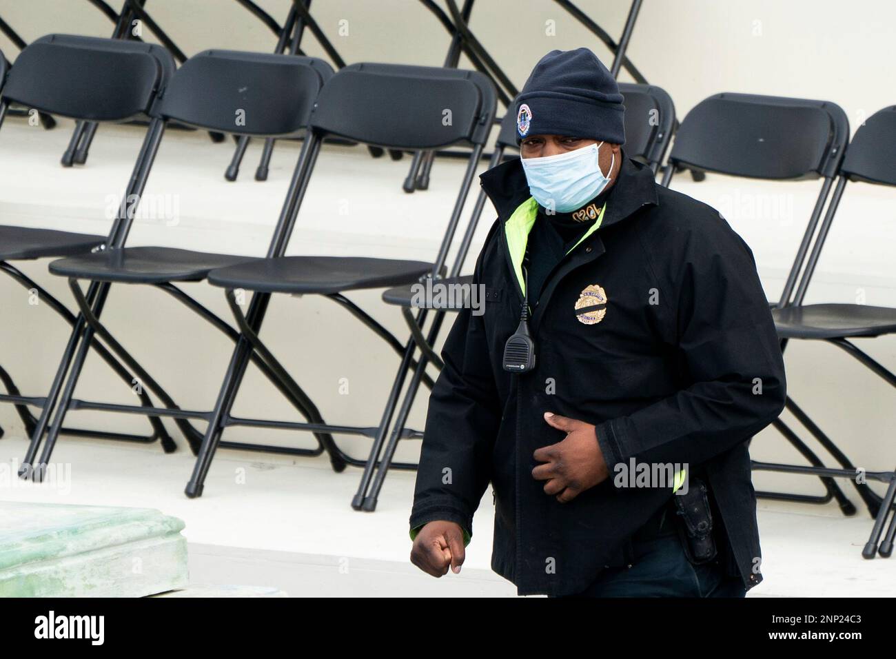U.S. Capitol Police Officer Eugene Goodman attends a dress rehearsal ...
