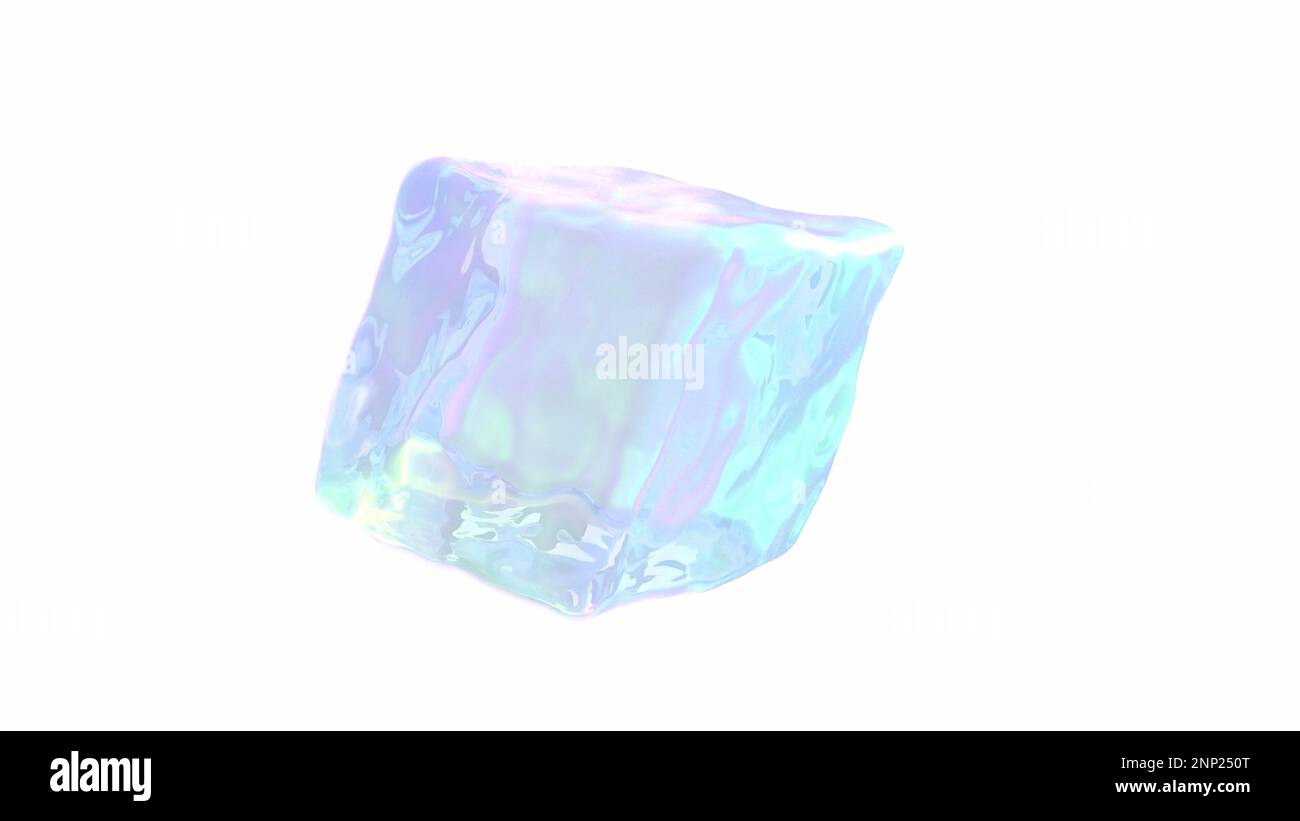 Holographic cube rotates around its axis on a transparent background 3d ...