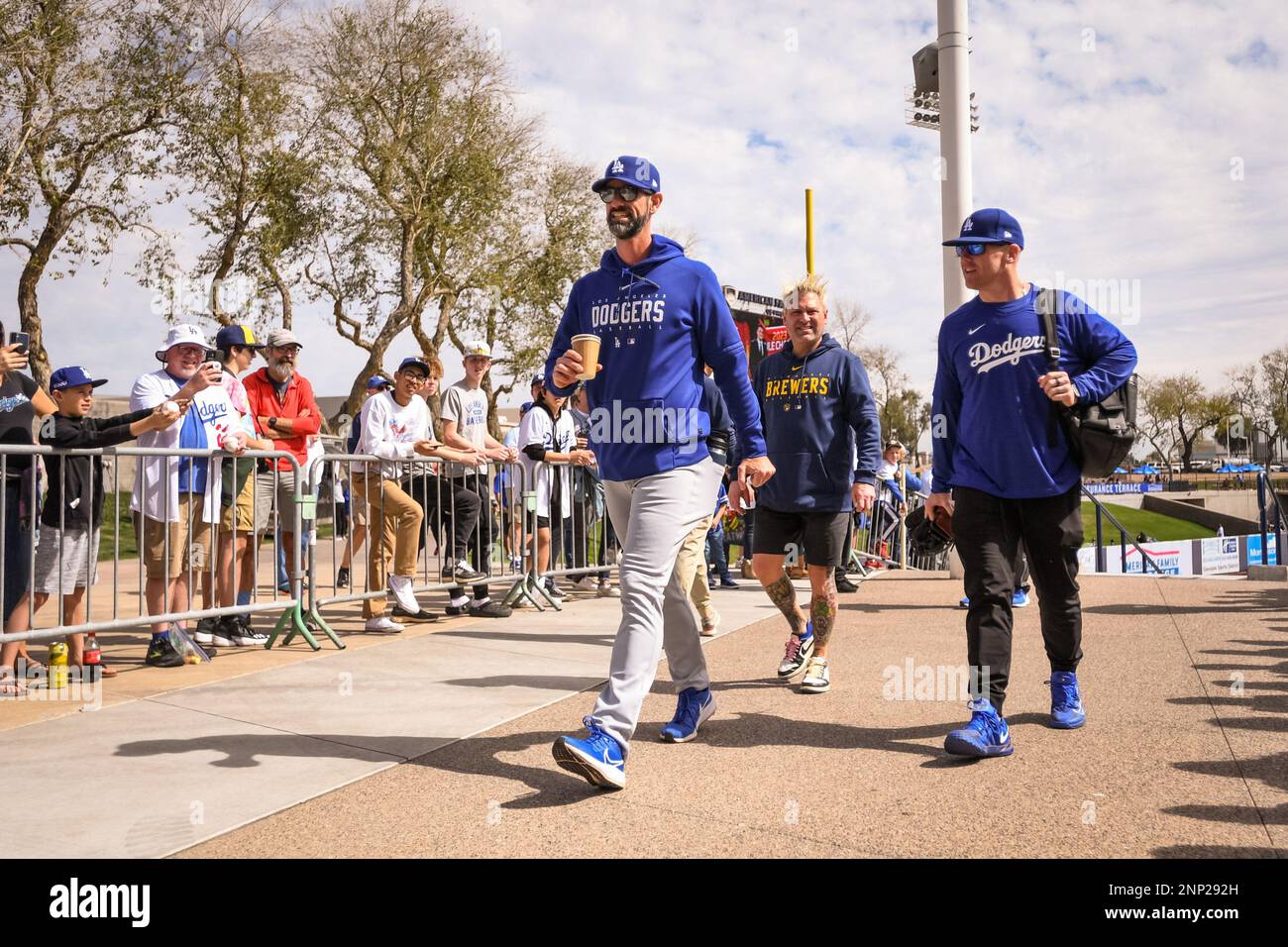 Los Angeles Dodgers pitching coach Mark Prior arrives to the clubhouse ...