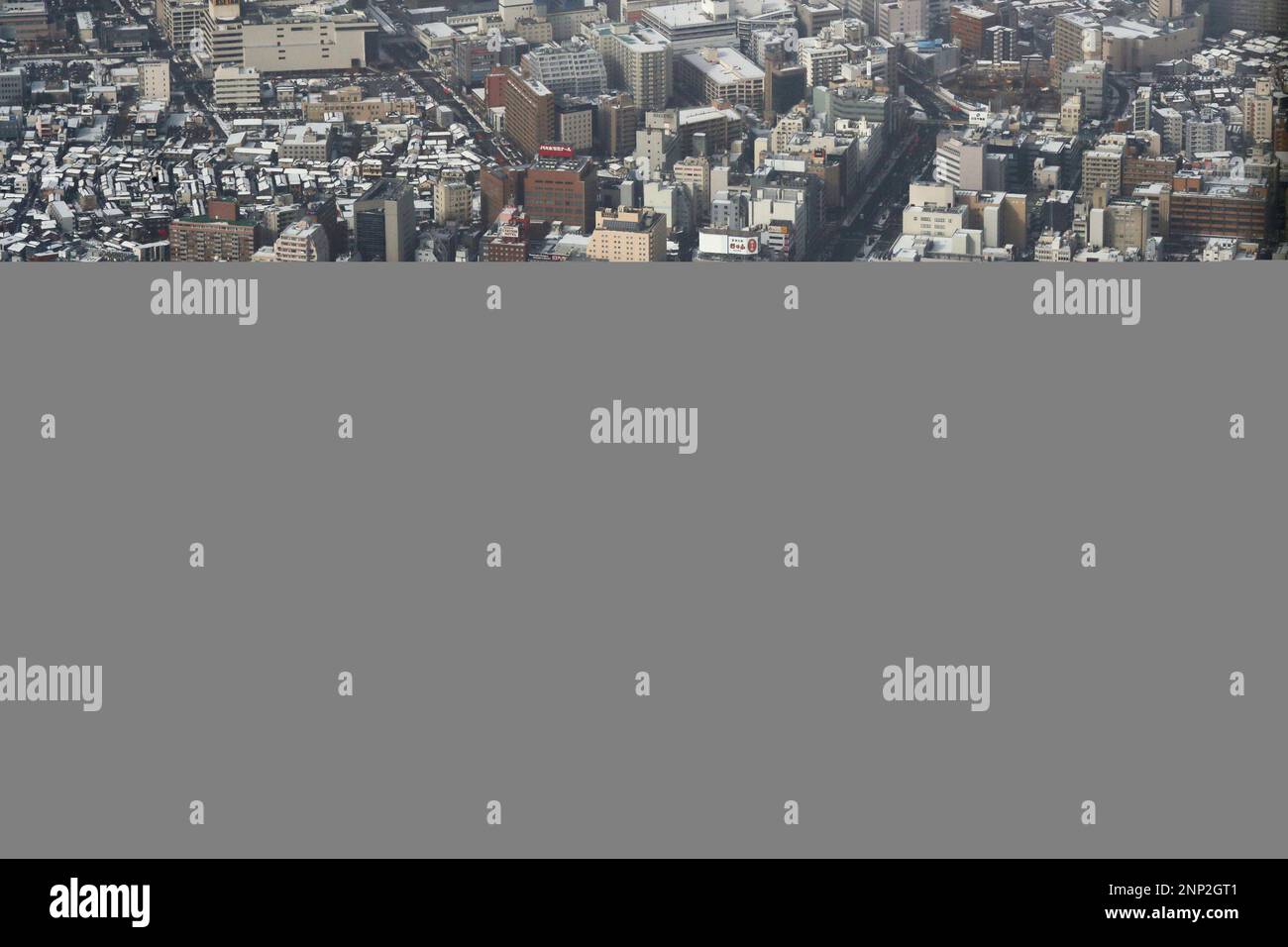 An aerial photo shows Niigata station in Niigata City, Niigata ...