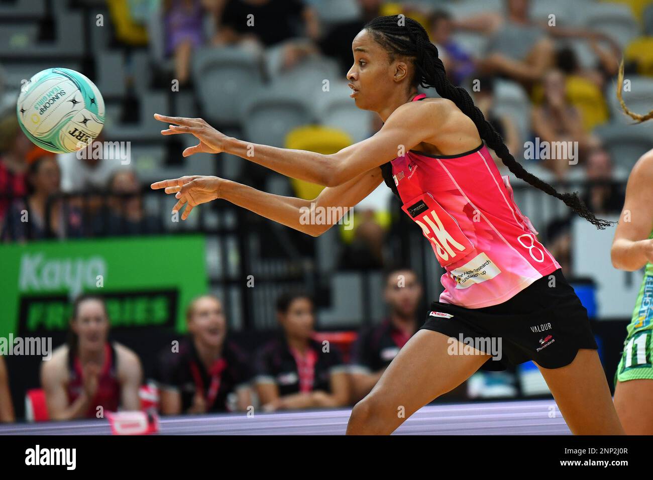 Shamera Sterling of the Thunderbirds passes the ball during the Super ...