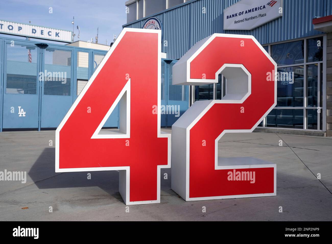 The No. 42 of Jackie Robinson at the Retired Numbers Plaza at Dodger ...