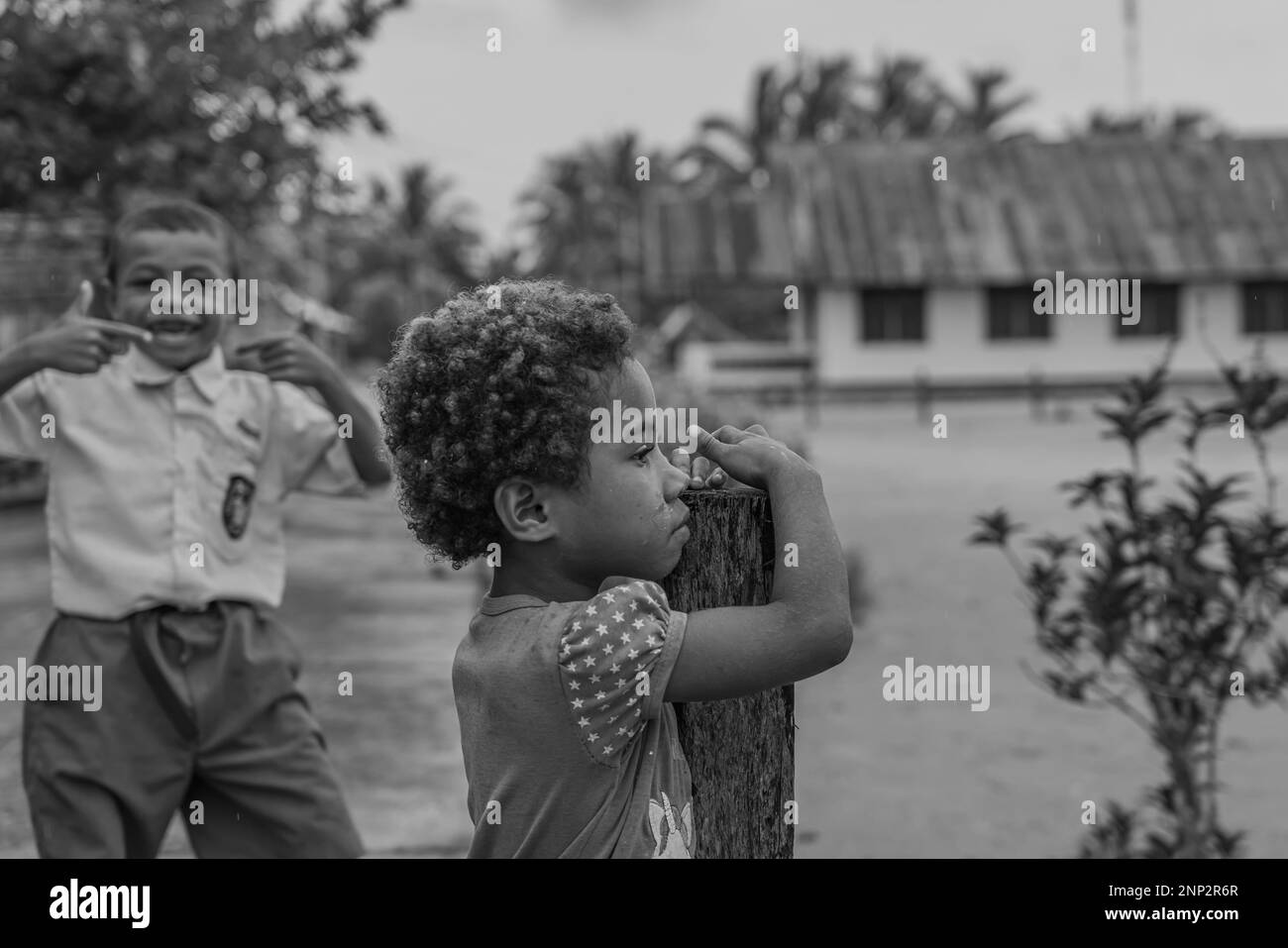 Raja Ampat Indonesia February 6 2023 Black White Picture Of A Girl