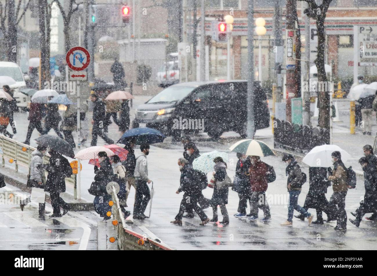 Osaka City is hit by snow in Osaka Prefecture, western Japan, in ...