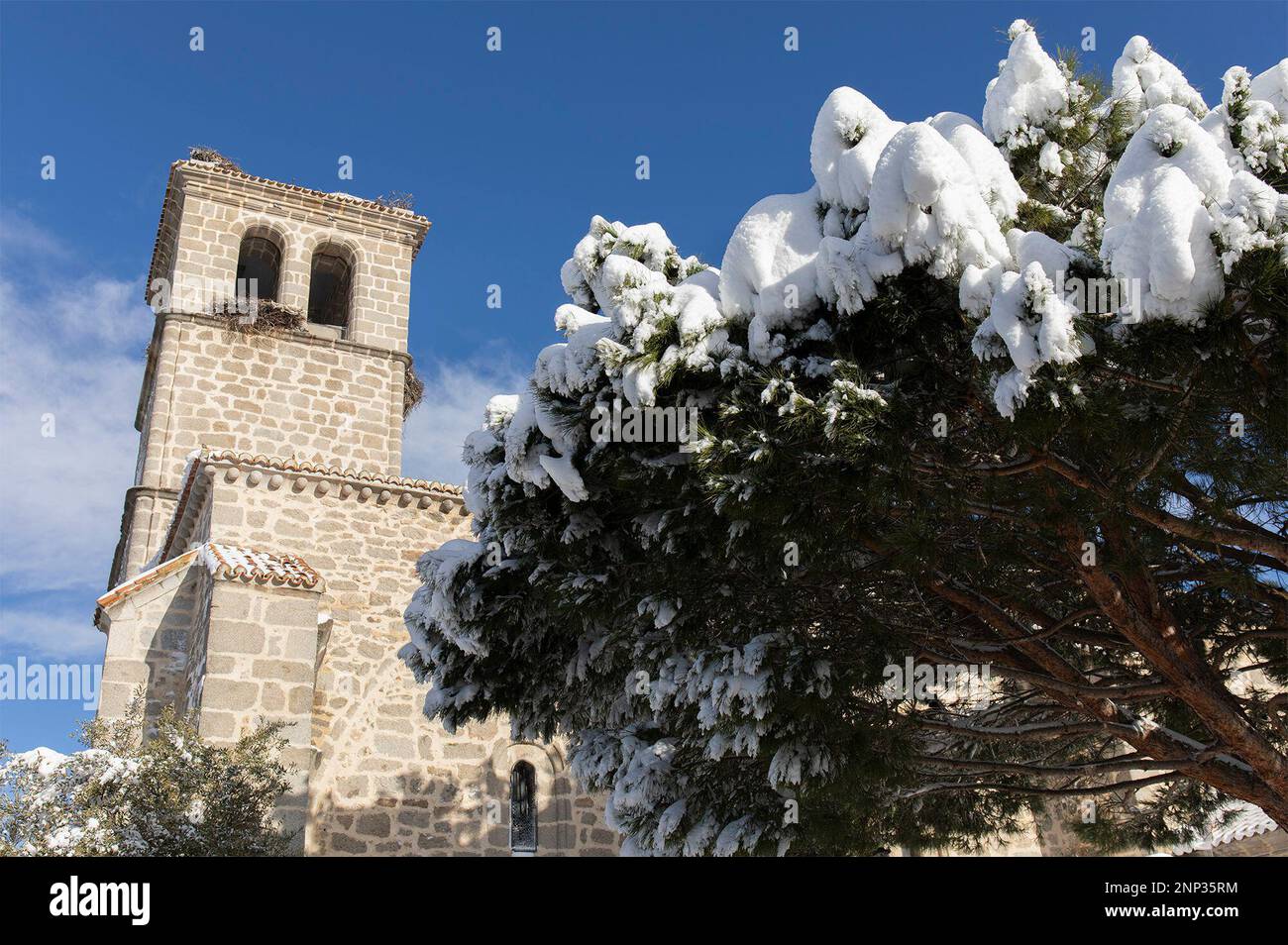 A church in Cerceda (Spain), January 10, 2021. The Community of Madrid ...