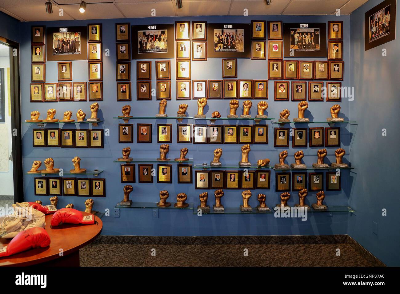 The Florida Boxing Hall of Fame fist castings and inductee plaques are ...