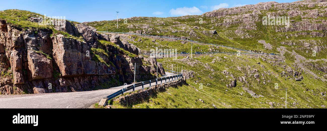 Road between mountains, Appecross Pass, Strathcarron, Scotland Stock ...