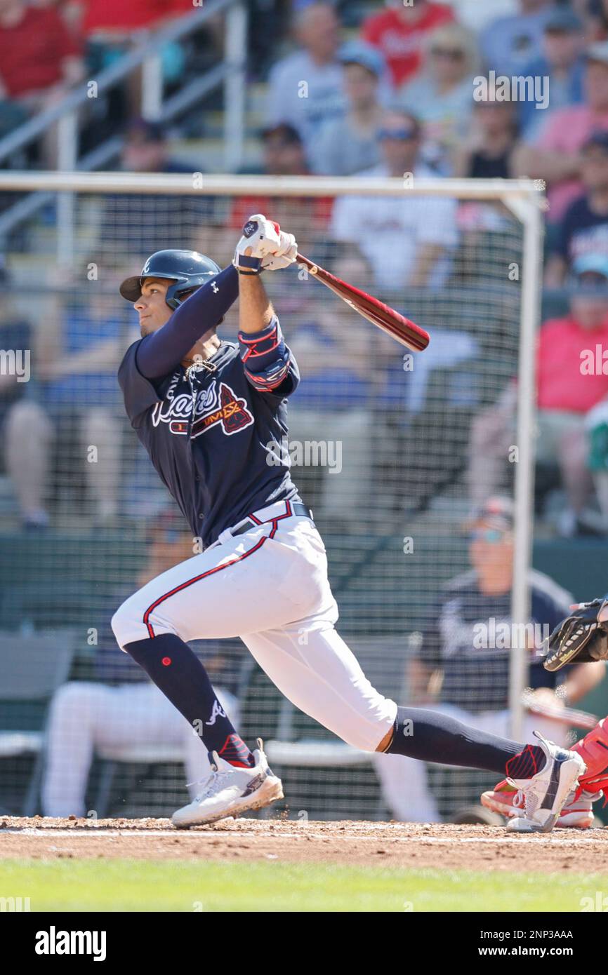 North Port FL USA: Atlanta Braves shortstop Vaughn Grissom (18) singles ...
