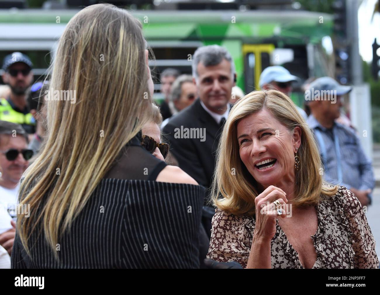 Deborah Hutton (right) and Christian Wilkins are seen before a state ...