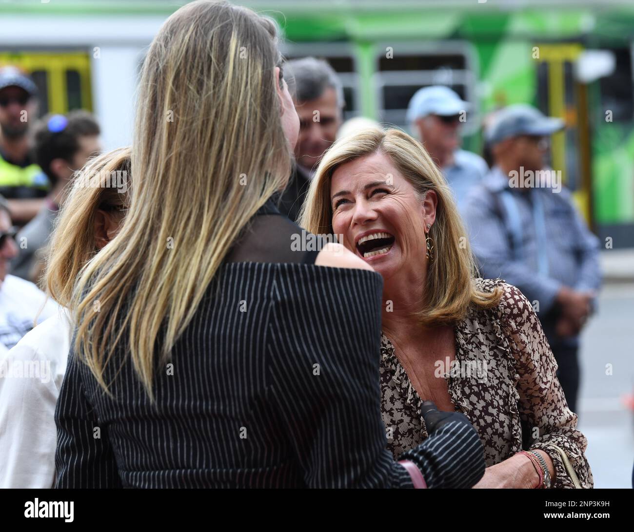 Deborah Hutton (right) and Christian Wilkins are seen before a state ...