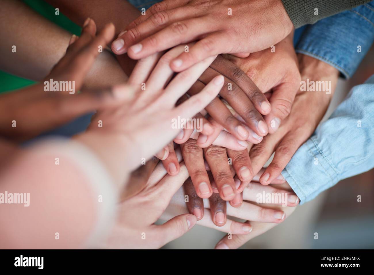 Go team. High angle shot of university students hands in a huddle Stock ...