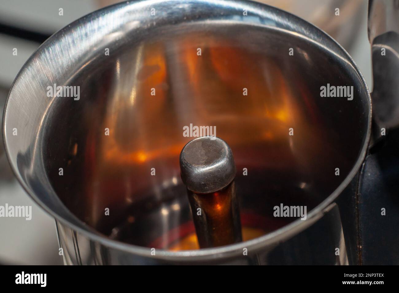 Geyser coffee maker close-up coffee brewing process Stock Photo - Alamy