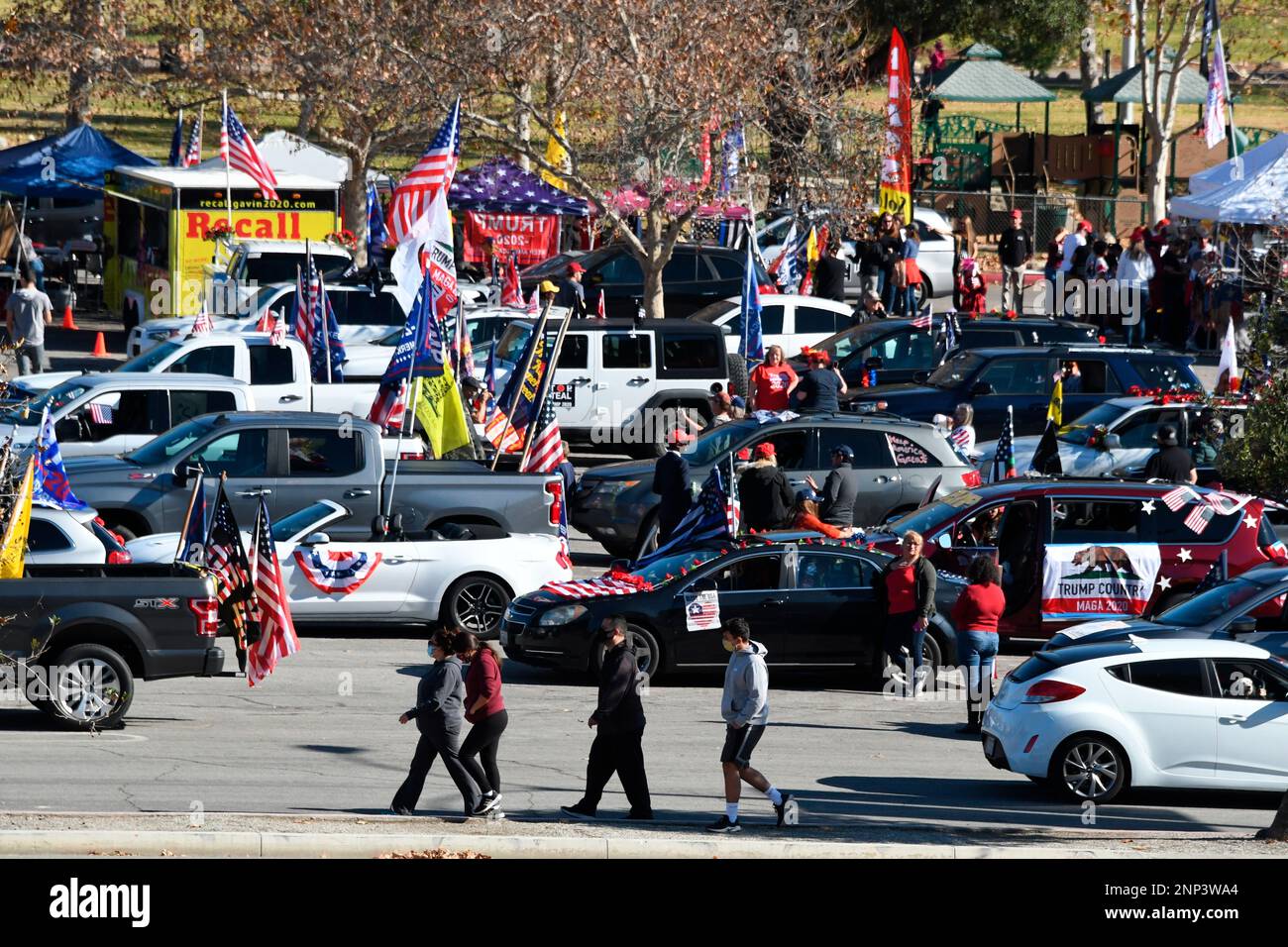 Trump supporters prepare to caravan along Colorado Blvd and the Parade ...