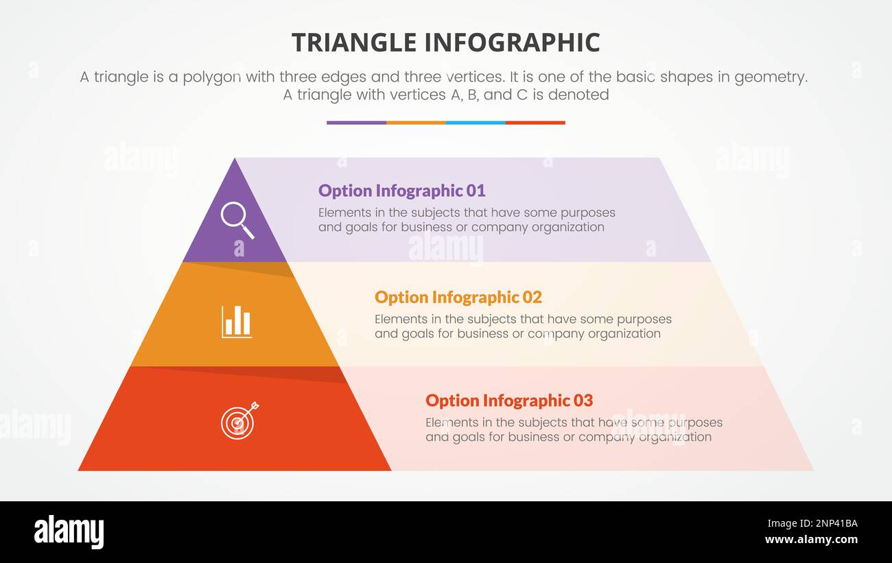 infographic triangle concept for slide presentation with 3 point list ...