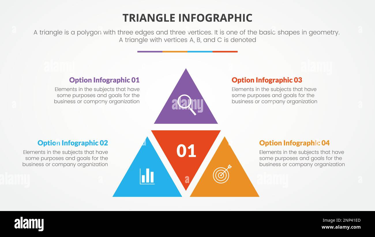 infographic triangle concept for slide presentation with 3 point list ...