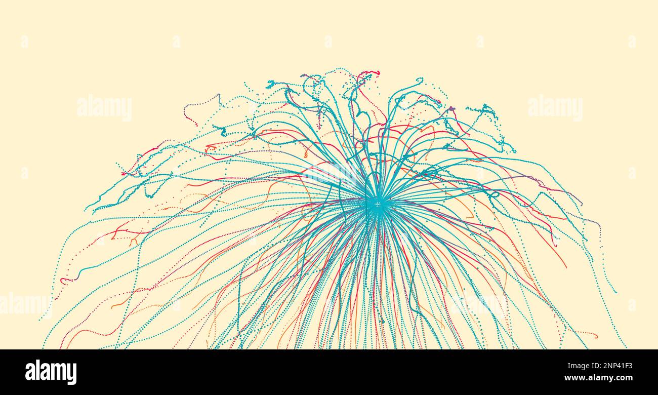 Point explode. Array with dynamic emitted particles. 3d technology ...