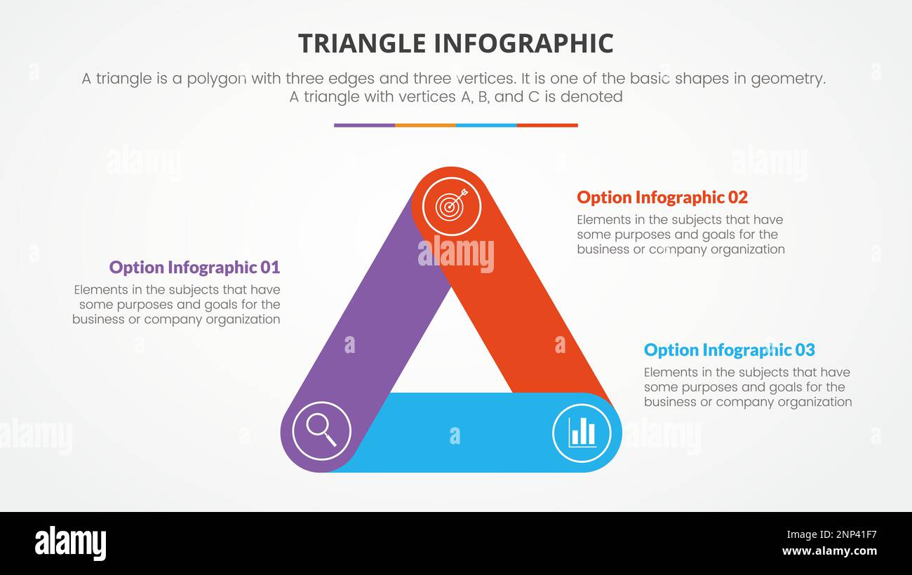 infographic triangle concept for slide presentation with 3 point list ...