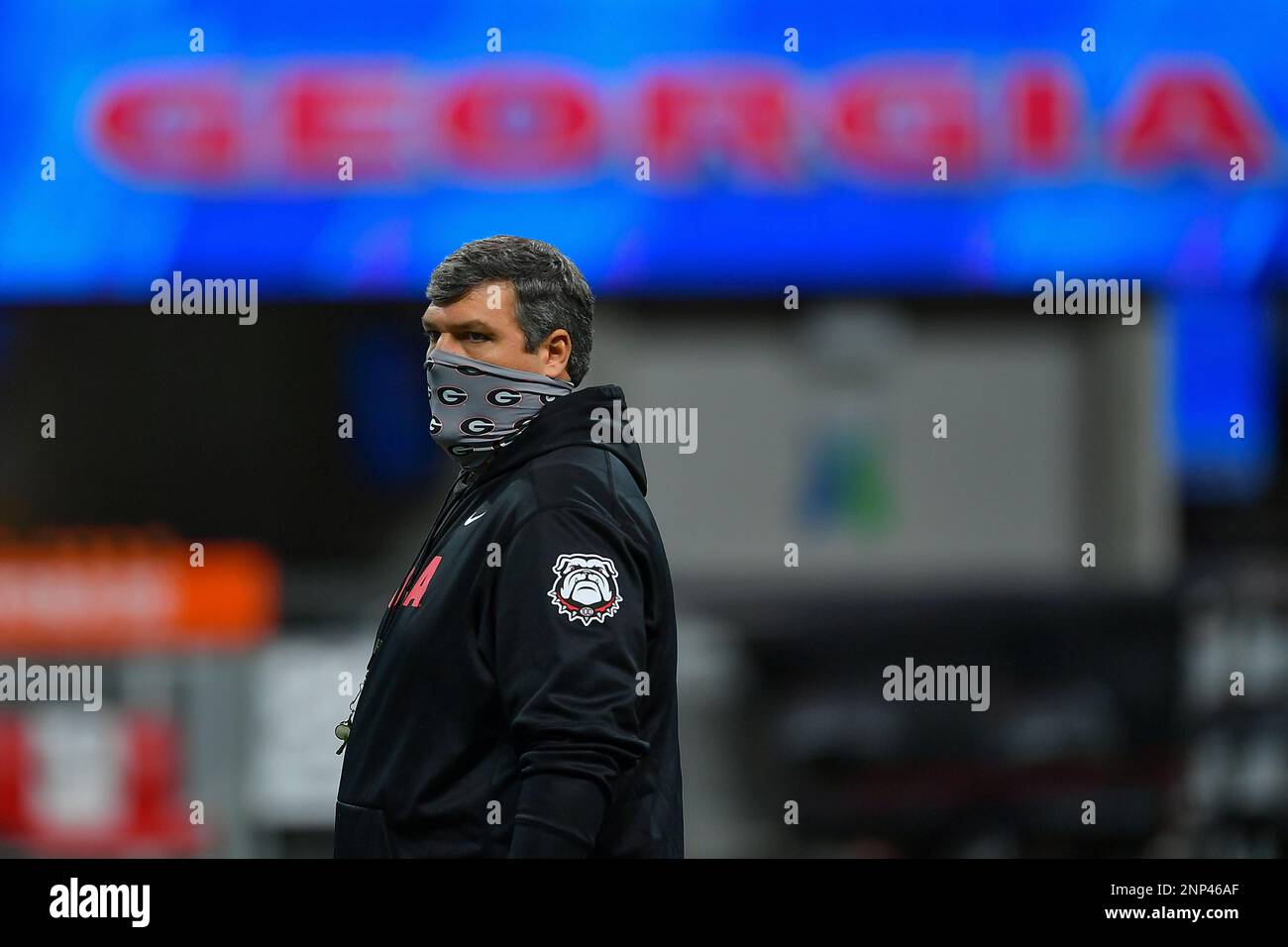 ATLANTA, GA – JANUARY 01: Georgia assistant coach Matt Luke prior to ...