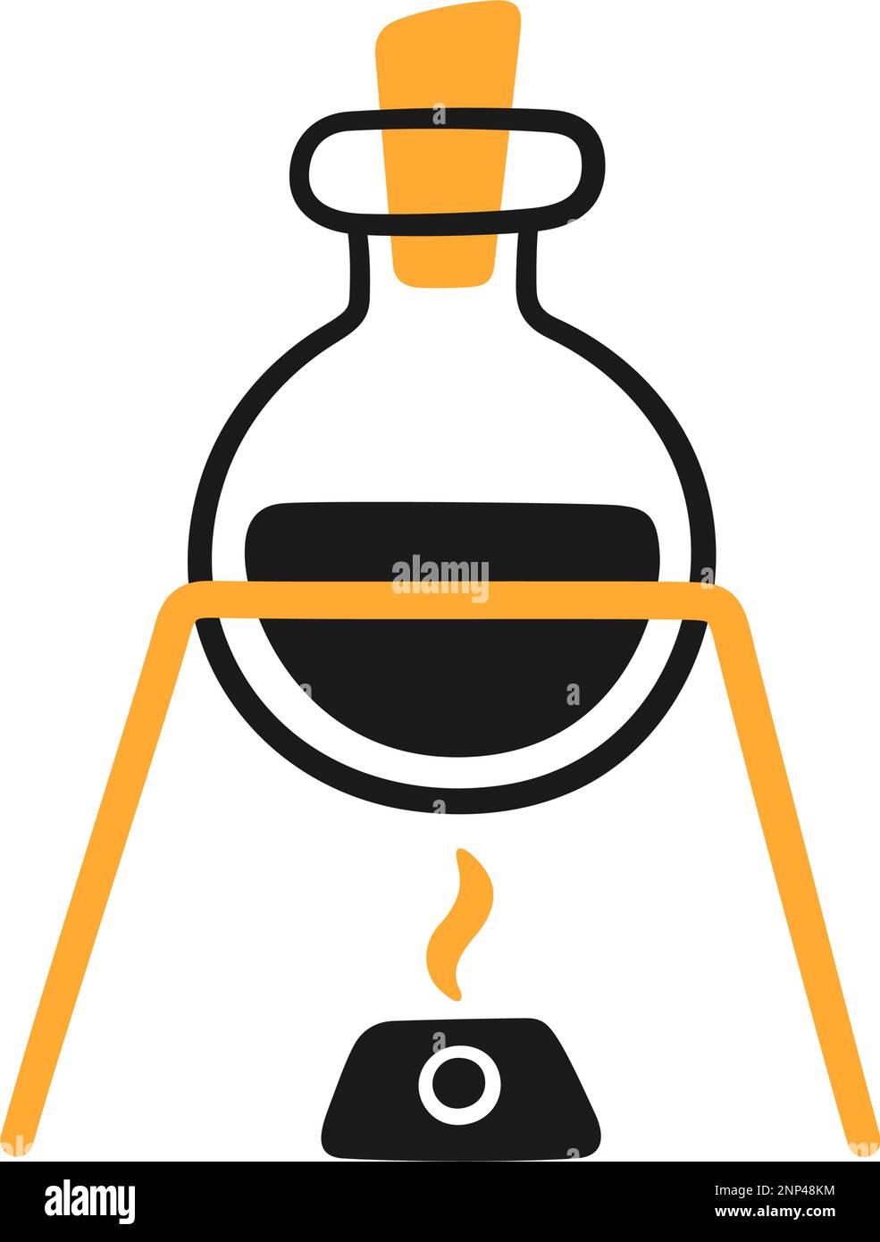 Science laboratory experiment. Lab chemistry test. Hand drawn chemical ...
