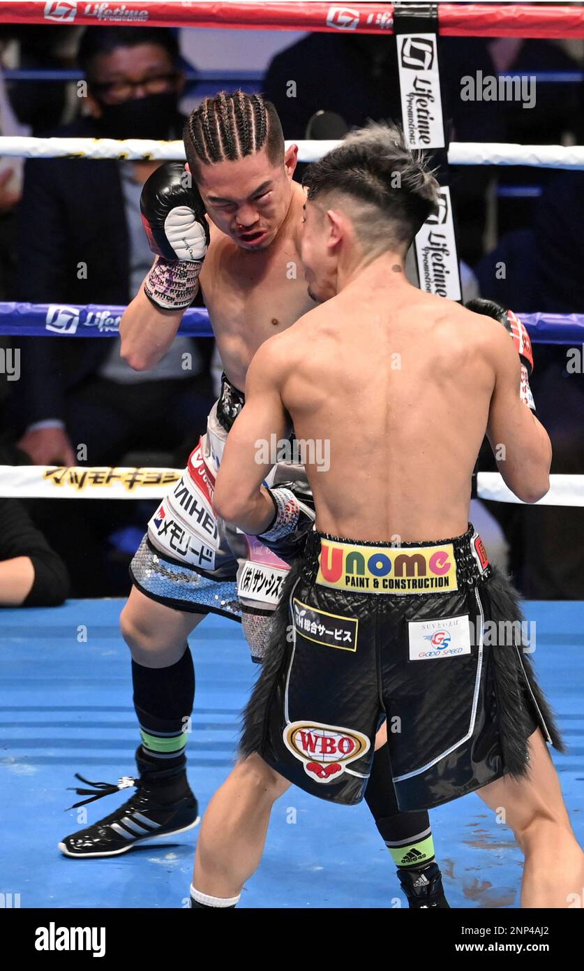 Defending champion Kazuto Ioka of Japan throws a punch during WBO ...