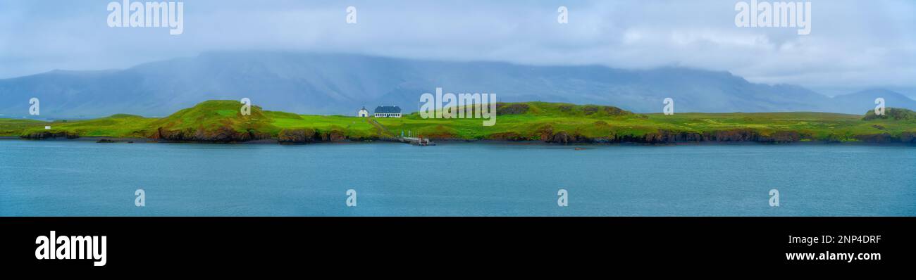 House on Island, Videy Island and Videy House, Reykjavik, Iceland Stock ...
