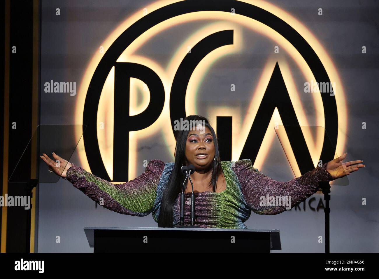 Nicole Byer on stage at the 34th Annual Producers Guild Awards at the ...