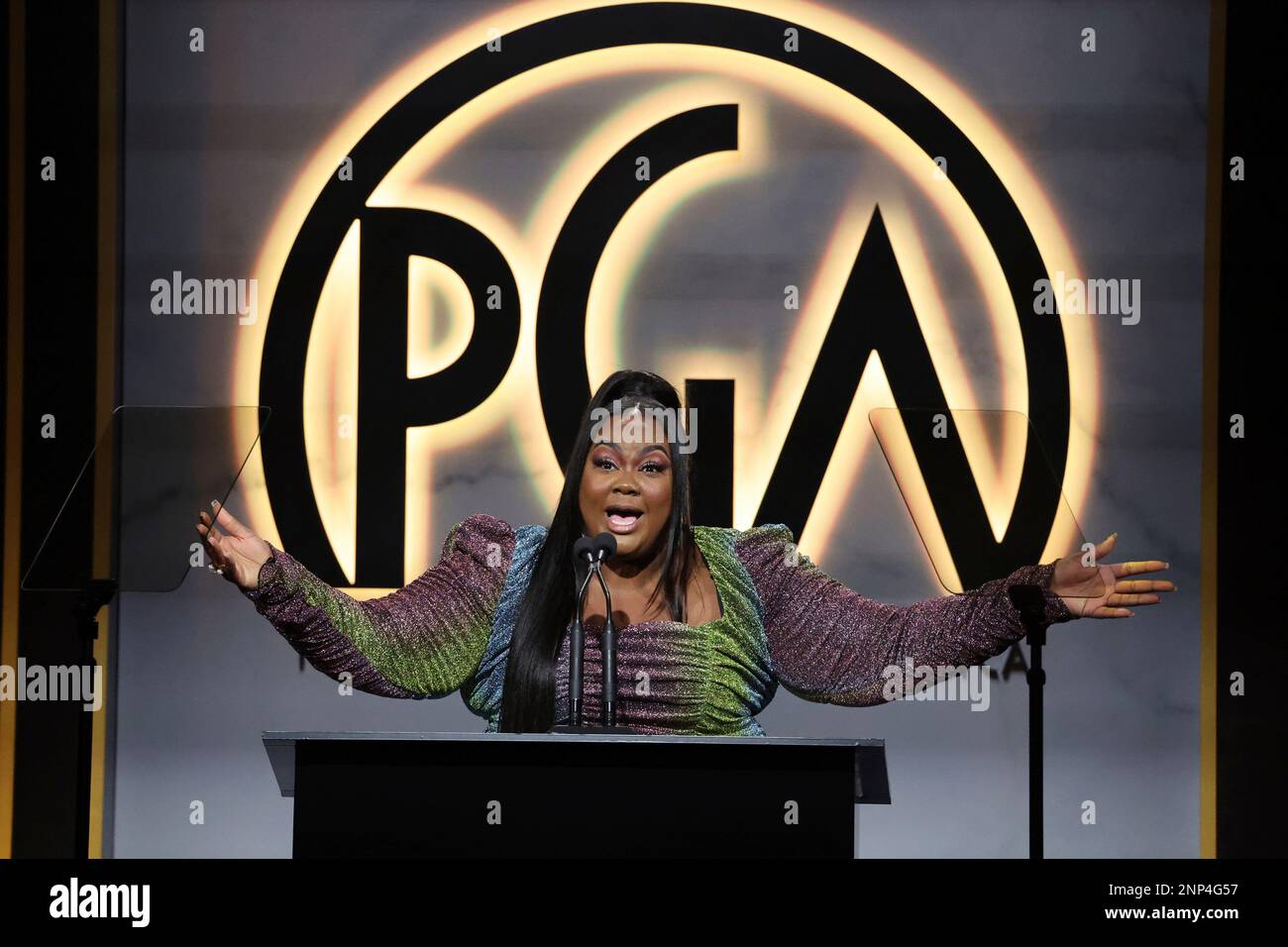 Nicole Byer on stage at the 34th Annual Producers Guild Awards at the ...