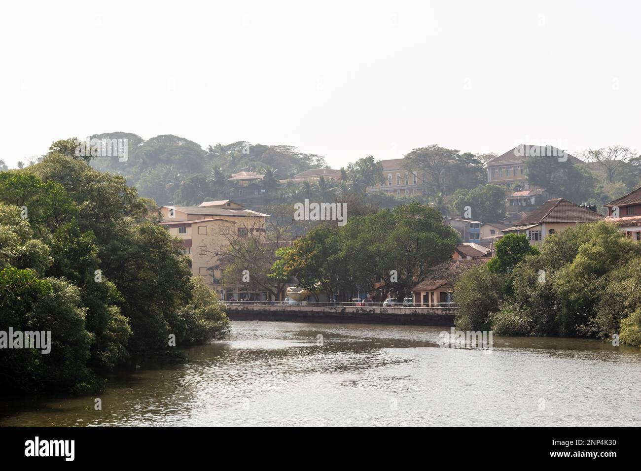 Panjim, Goa, India - January 2023: A view of the riverside landscape of ...