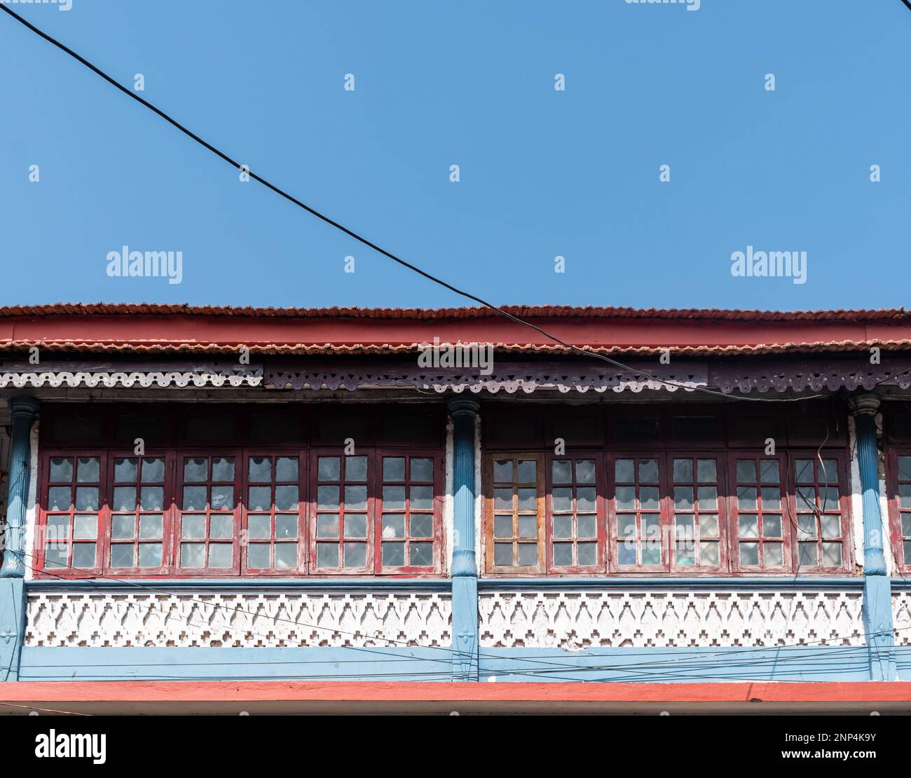 Panjim, Goa, India - January 2023: Detail of the windows of an old ...