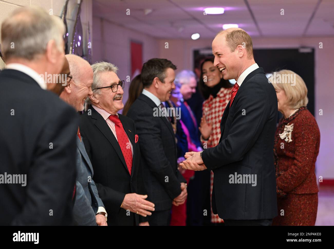 The Prince of Wales speaking to Gerald Davies as he arrives to attend ...
