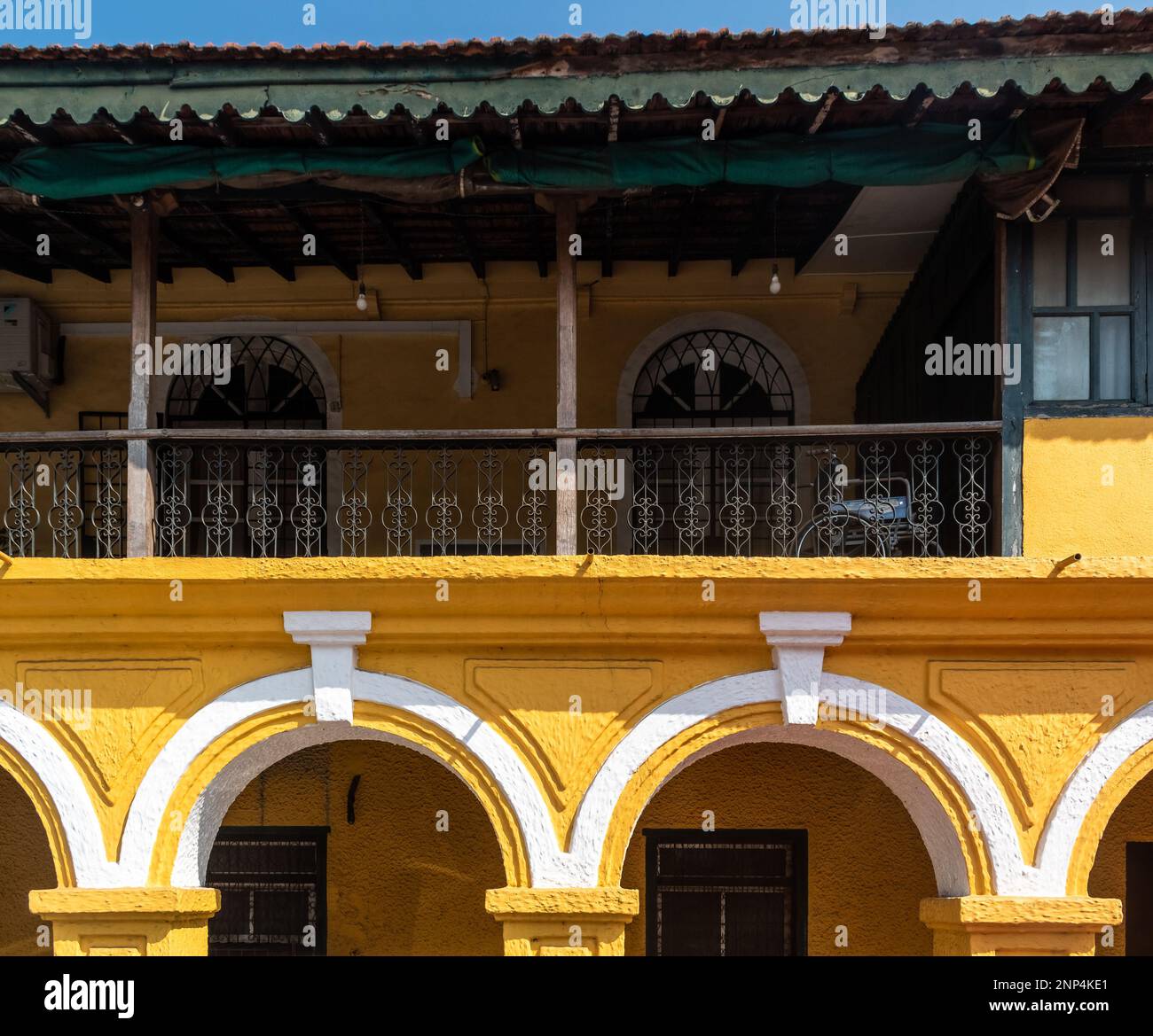 Panaji, Goa, India - January 2023: Exterior facade of the old colonial ...