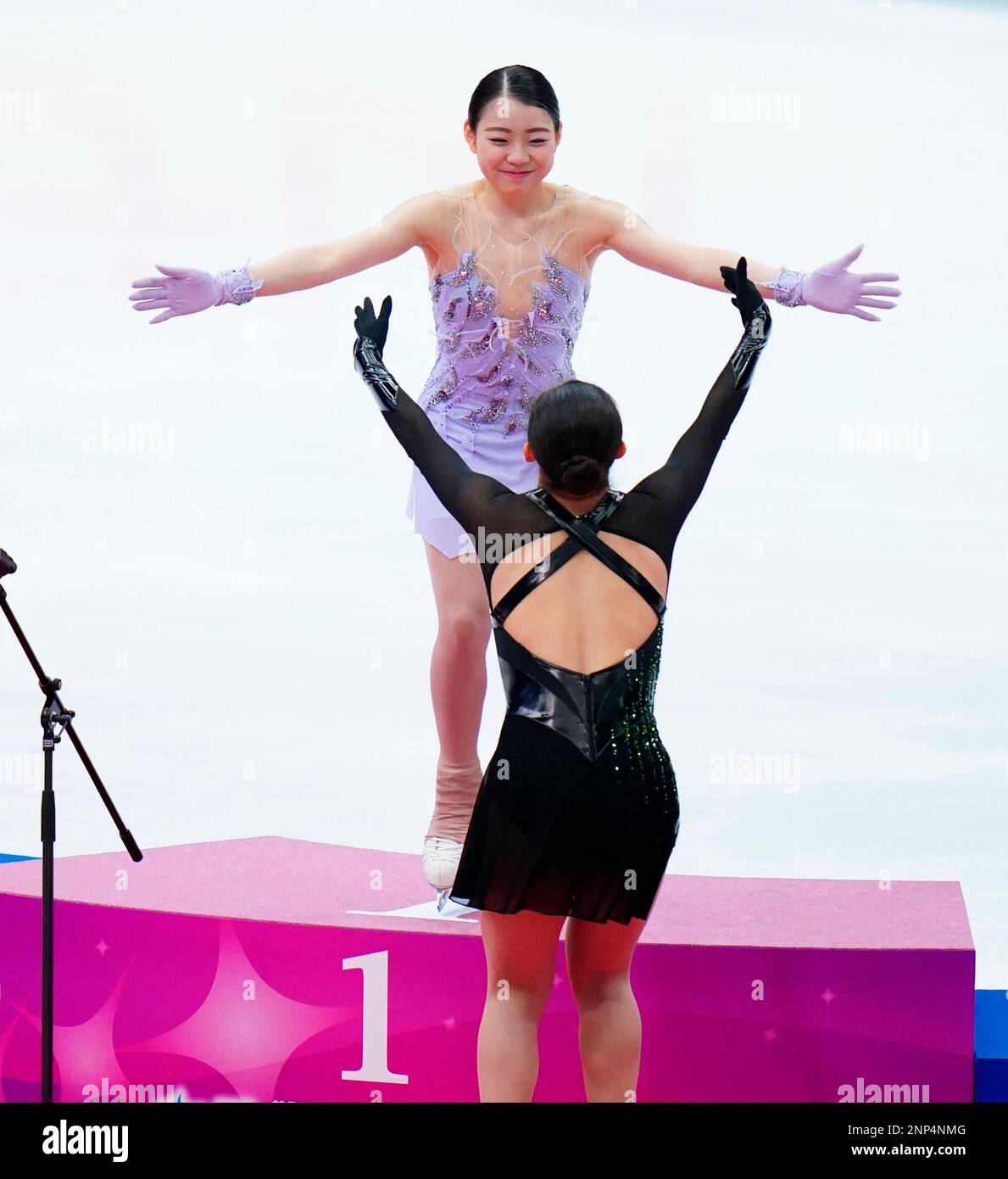 Japanese Figure Skaters Rika Kihira Celebrates After Winning The Ladies