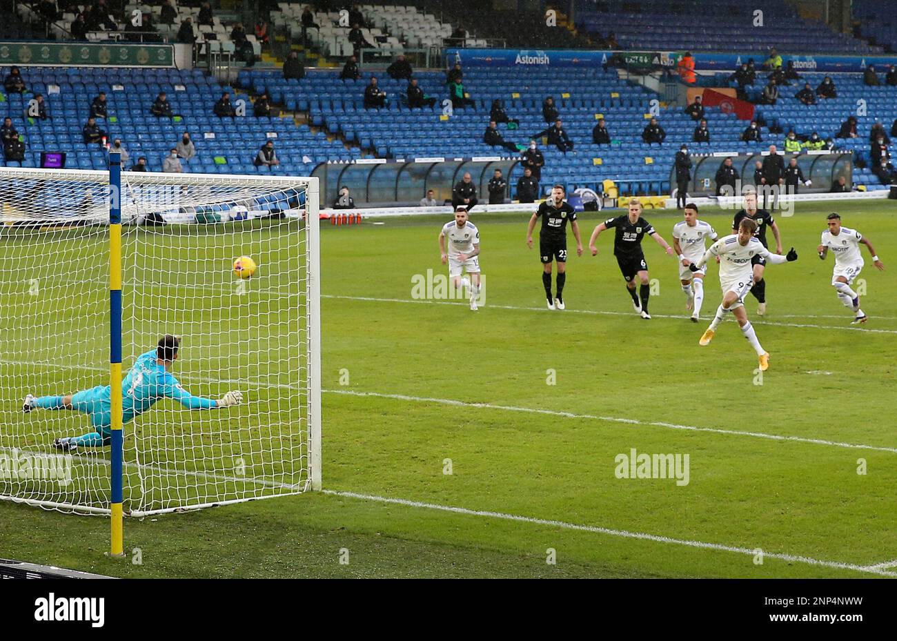 Leeds United's Patrick Bamford scores his side's opening goal from ...