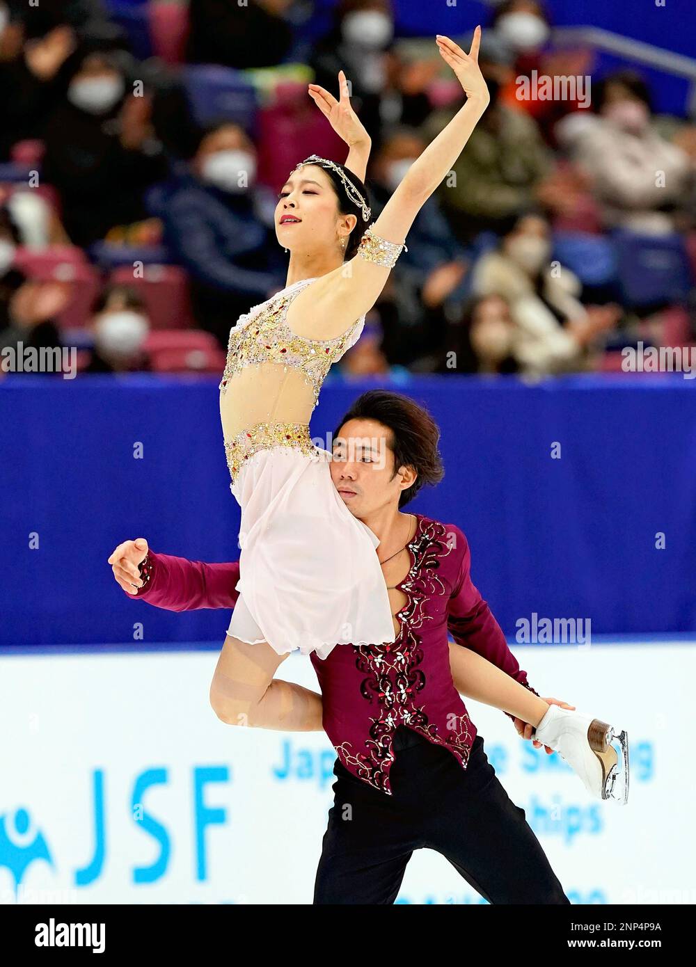 Japanese figure skaters Daisuke Takahashi and Kana Muramoto perform during the Ice Dance's Free ...