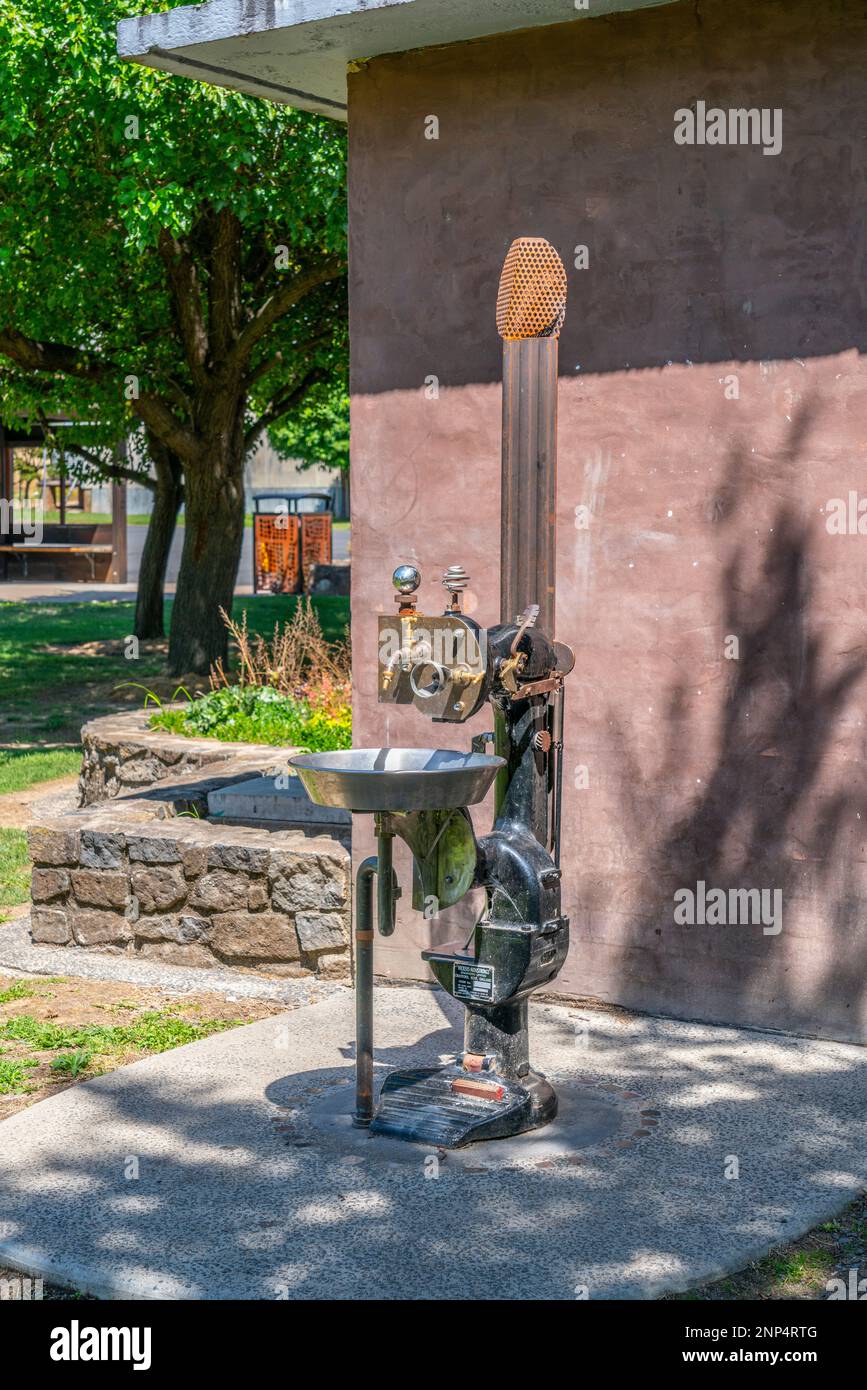 Steampunk style bubbler at Mc Hattan Park in Walcha, new south wales ...