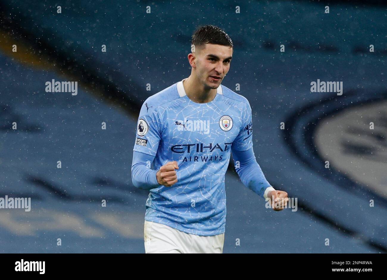 Manchester City's Ferran Torres celebrates after scoring his side's ...