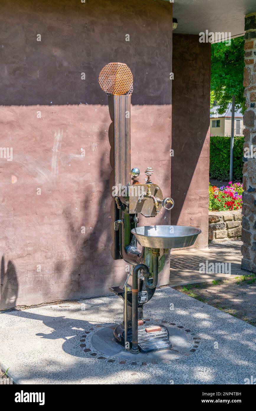 Steampunk style bubbler at Mc Hattan Park in Walcha, new south wales ...